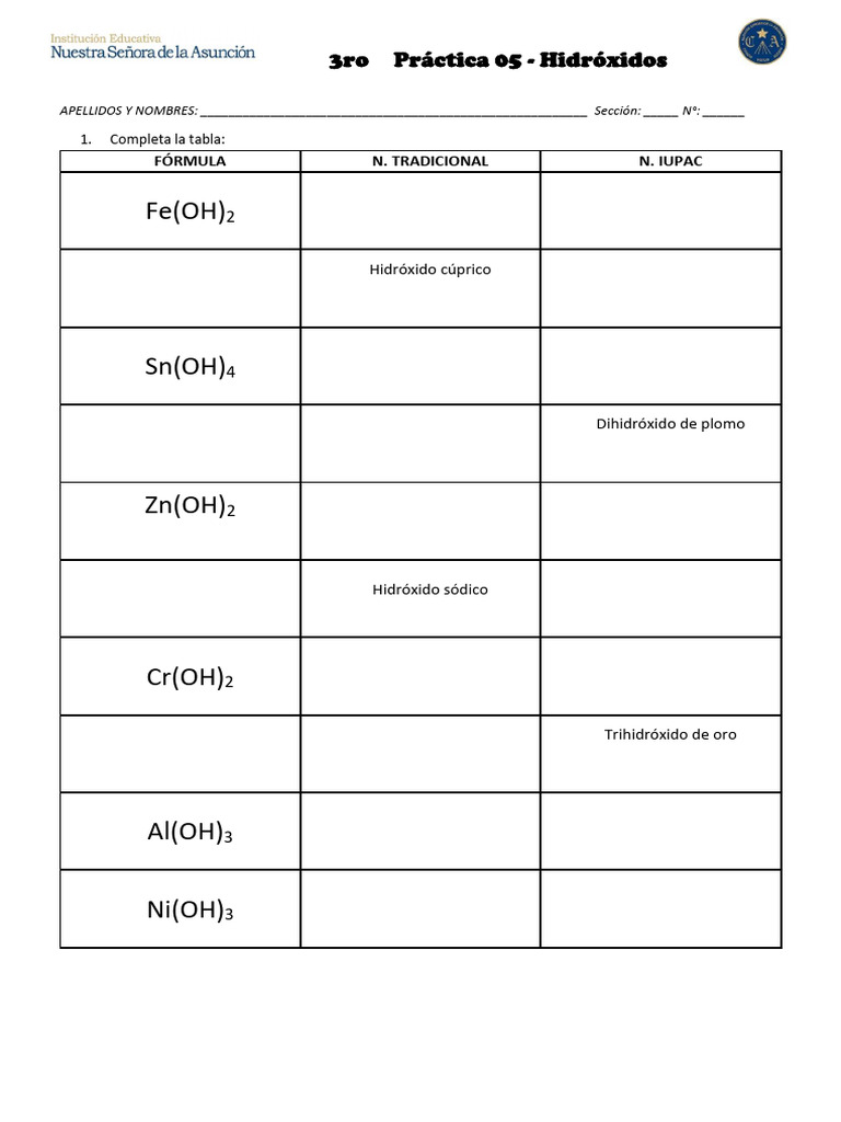 6 PRACTIQUEMOS Hidroxidos Aula | PDF