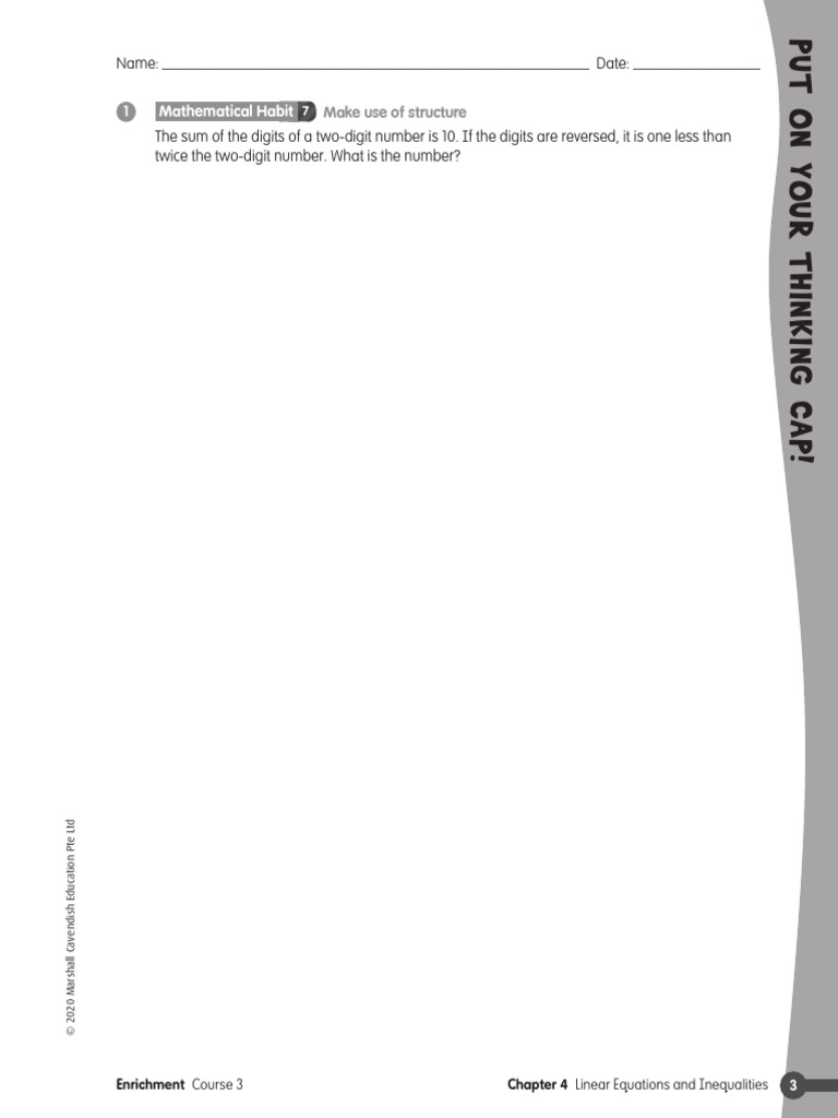 Grade 8 Math Enrichment Exercises | PDF