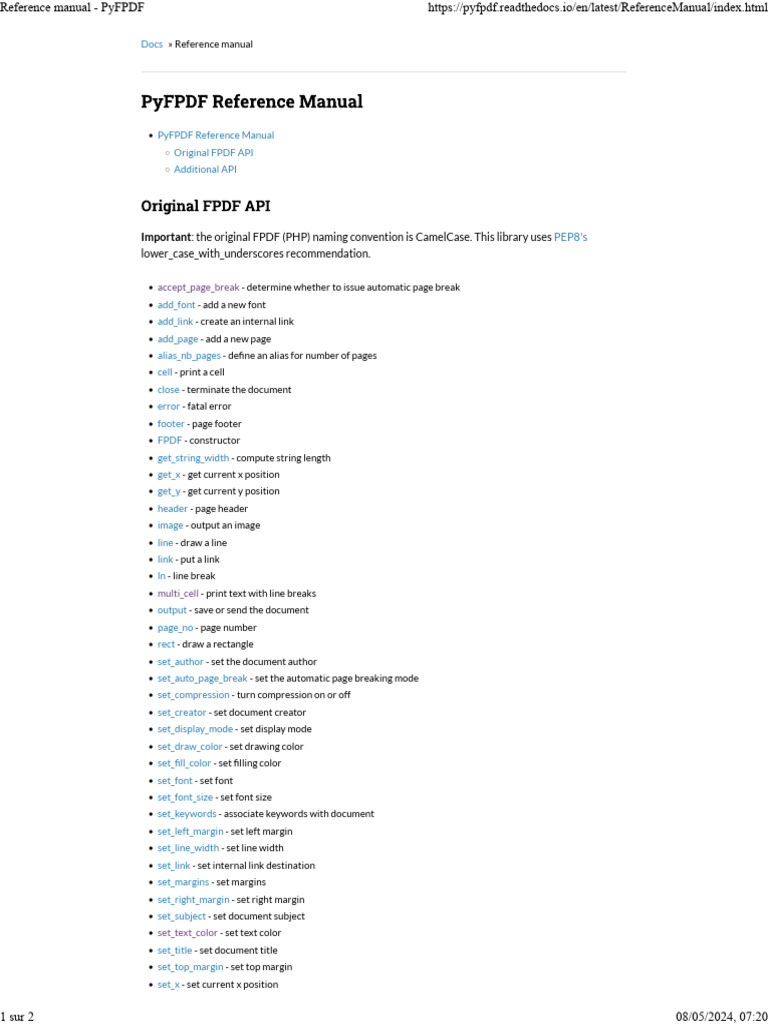 Reference Manual - PyFPDF | PDF | Text | Software Engineering