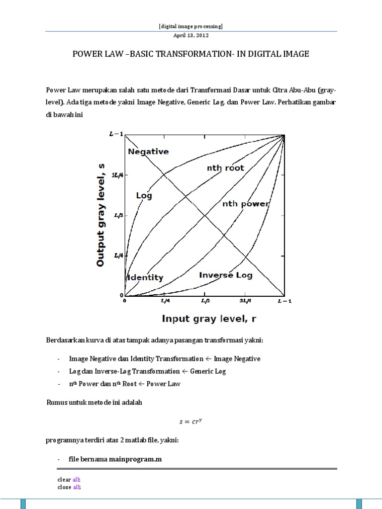 Power Law - Basic Transformation - in Digital Image | PDF