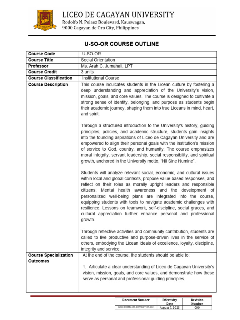 Social Orientation Course Overview | PDF | Disciplines | Leadership
