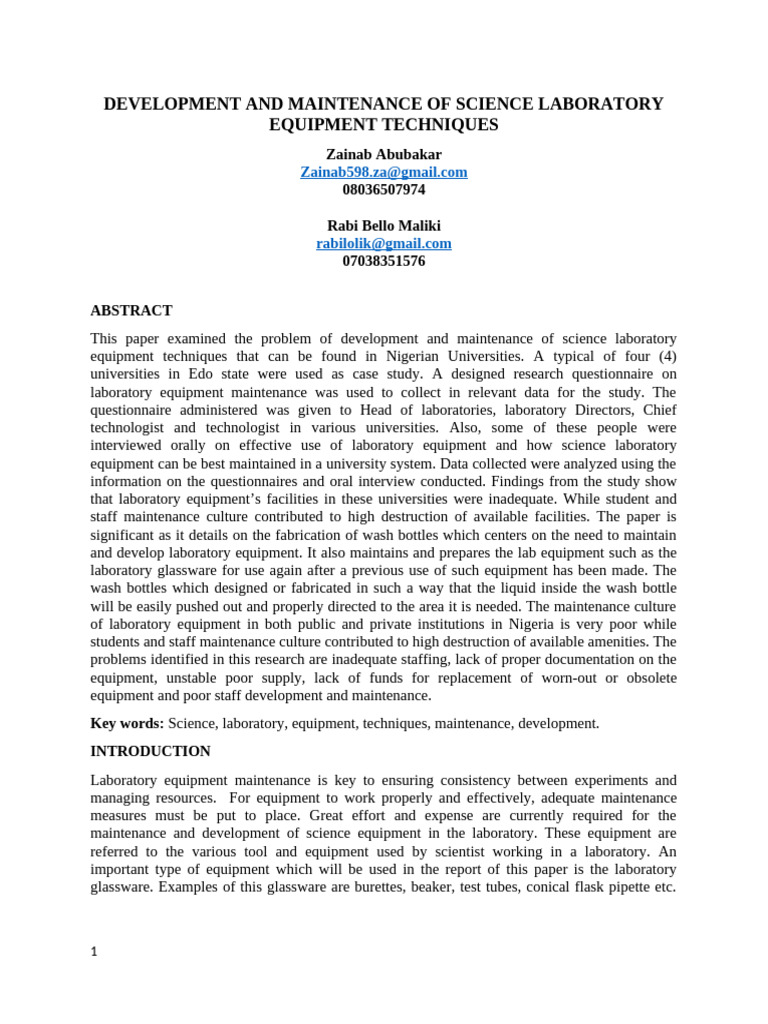 Science Lab Equipment Maintenance in Nigeria | PDF | Laboratories ...