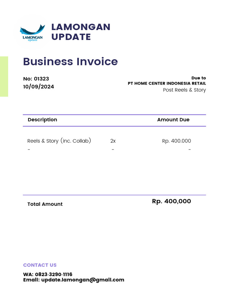 Contoh Pembuatan Invoice | PDF