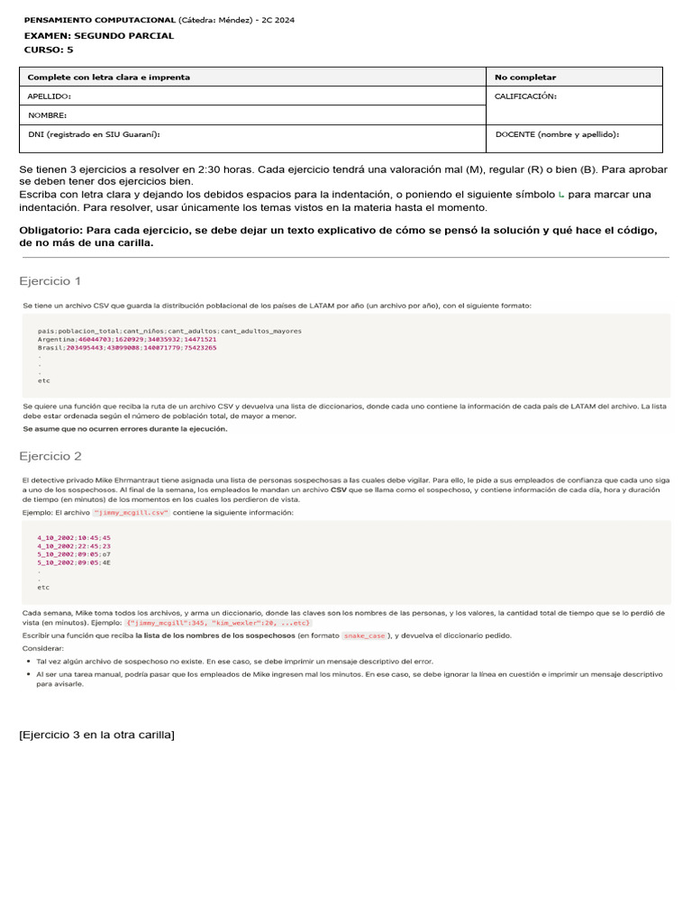 Segundo Parcial - Curso 5 - Documentos de Google | PDF