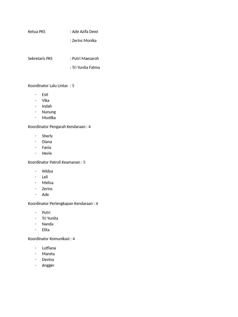 Struktur Organisasi Pks | PDF
