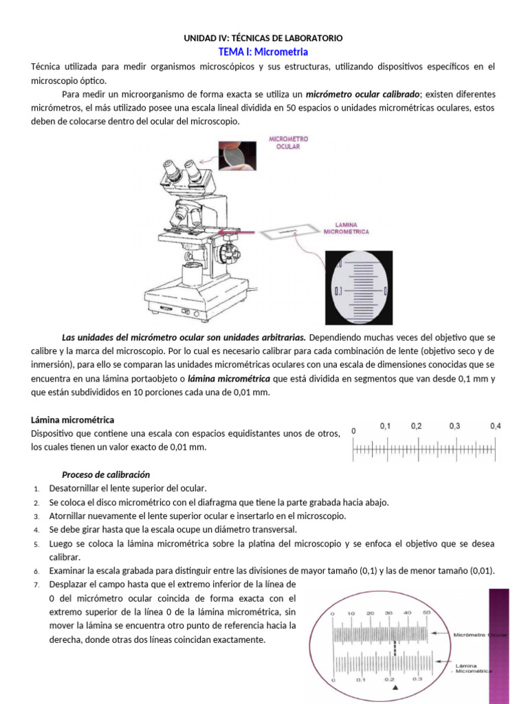 Uso de lámina micrométrica en micrometría | PDF | Microscopio | Óptica