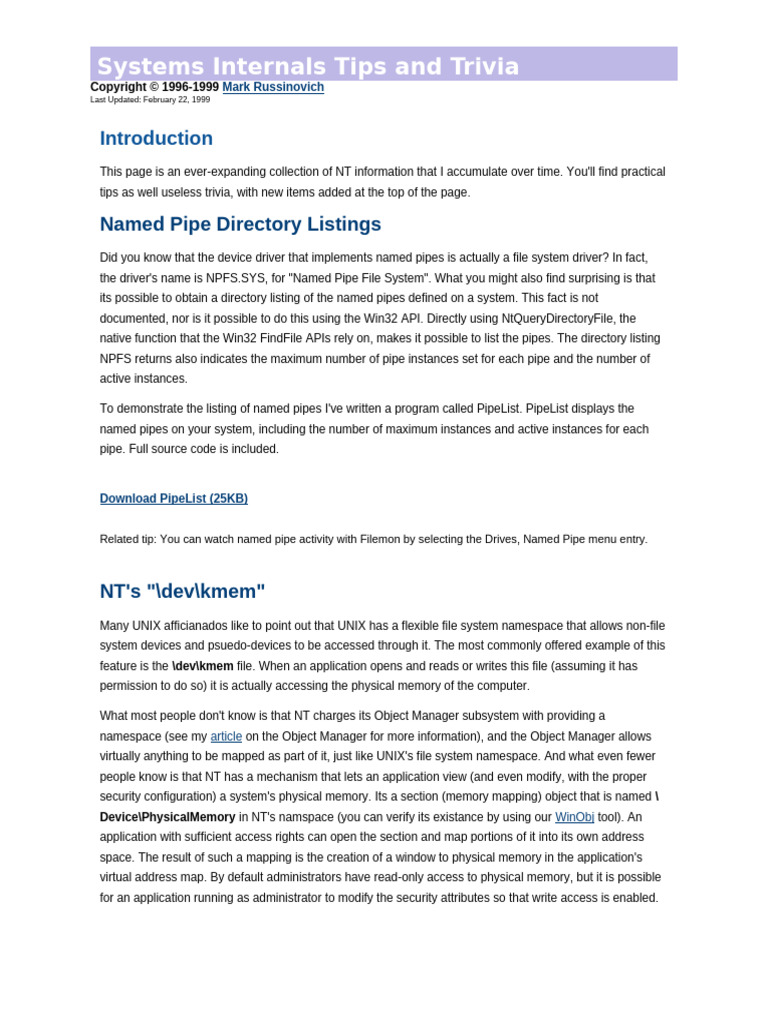 NT Systems Internals Insights | PDF | Windows Registry | Thread (Computing)