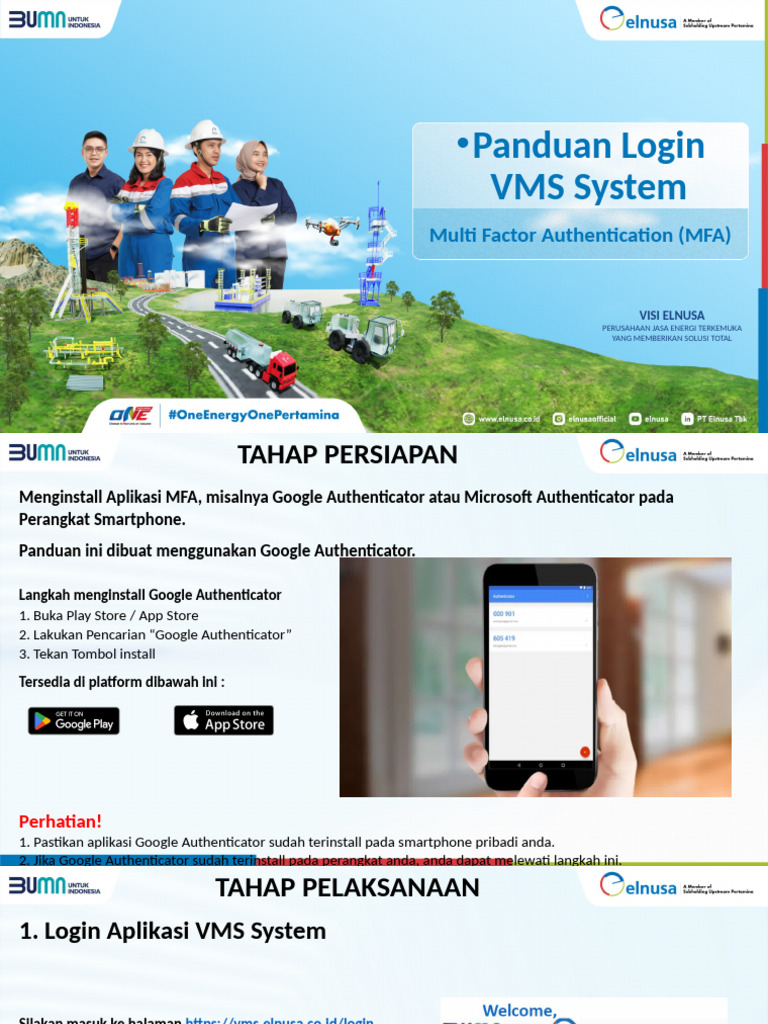 Panduan Login VMS Elnusa dan MFA | PDF