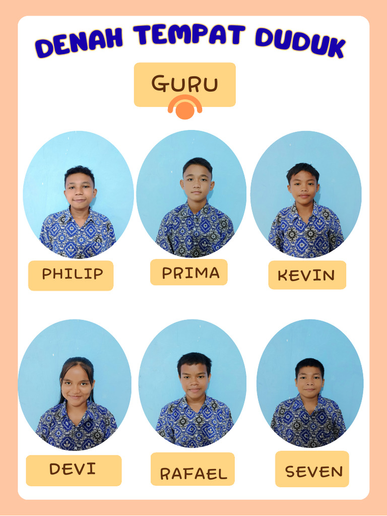 Denah Tempat Duduk Kelas Poster Bagan Pengaturan Kelas Oren Ilustratif ...