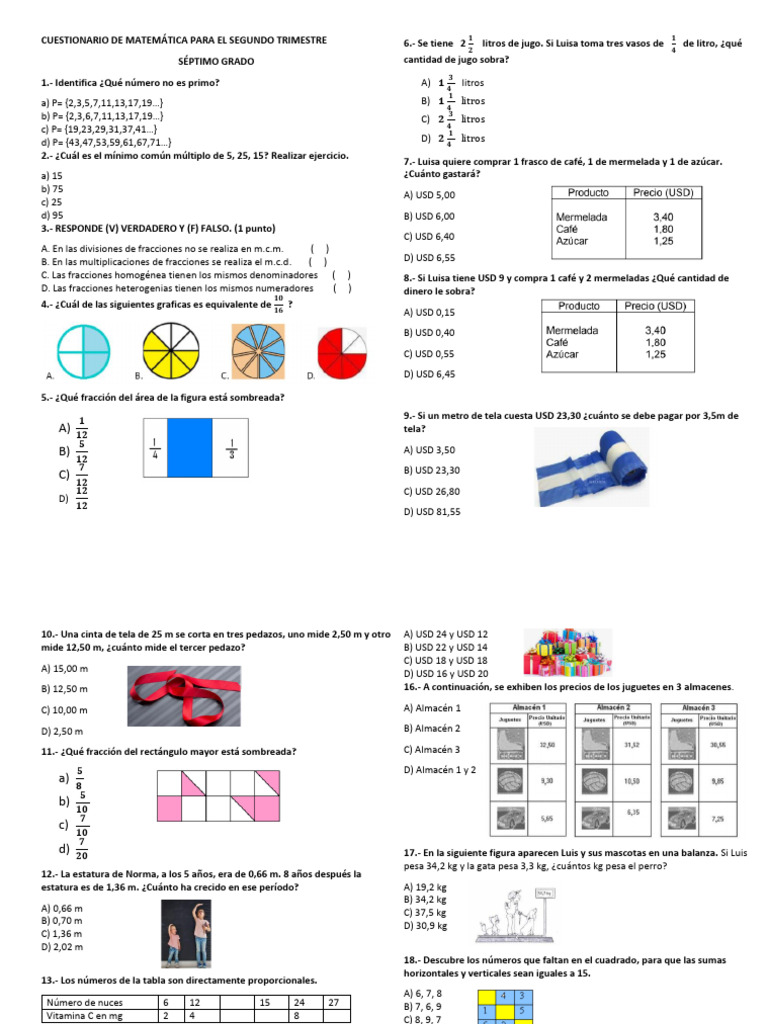 7° - Mate-Cuest | PDF | Números | Álgebra