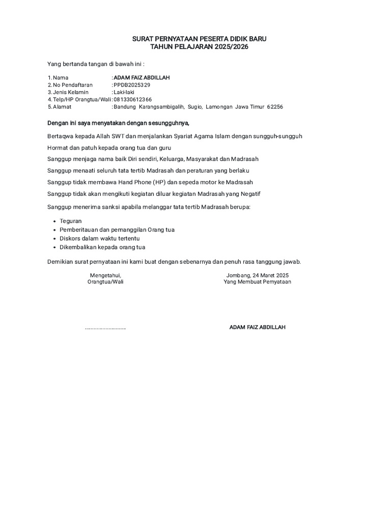 PPDB Online - MTS NEGERI 4 JOMBANG | PDF