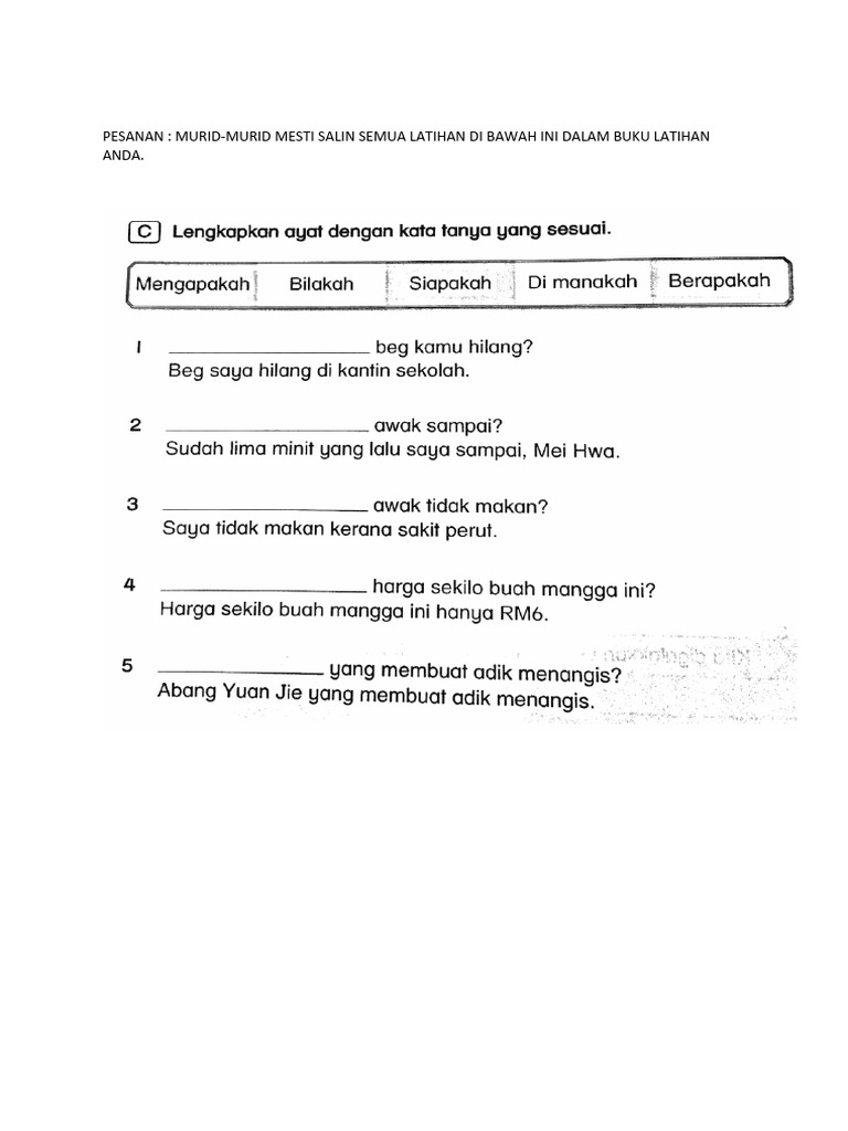 Latihan Ayat Tanya | PDF