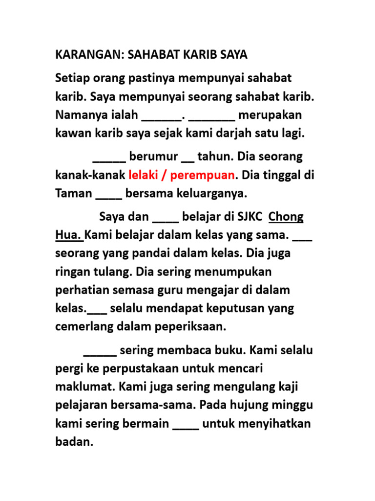 KARANGAN THN 4 Sahabat Karib Saya | PDF