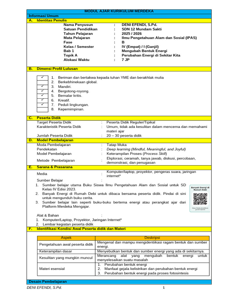 01. Modul Ipas Kls 4 Sms 1-1 | PDF