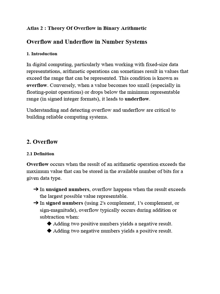 Atlas 2 - Theory of Overflow in Binary Arithmetic | PDF | Numbers | Computer Programming