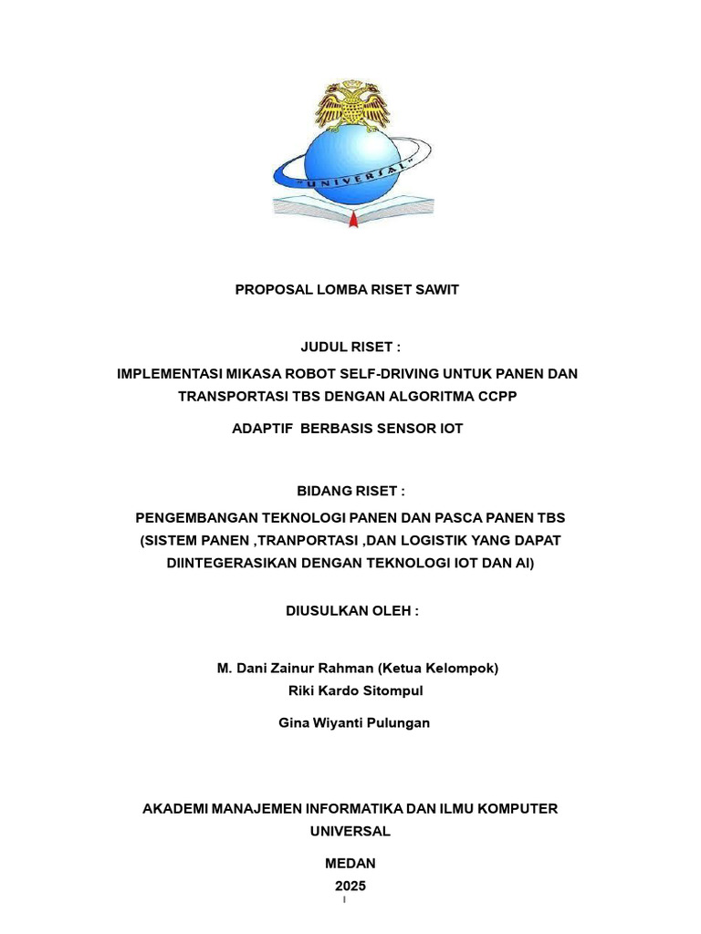 Lomba IoT 2025: Riset Robot Panen TBS | PDF