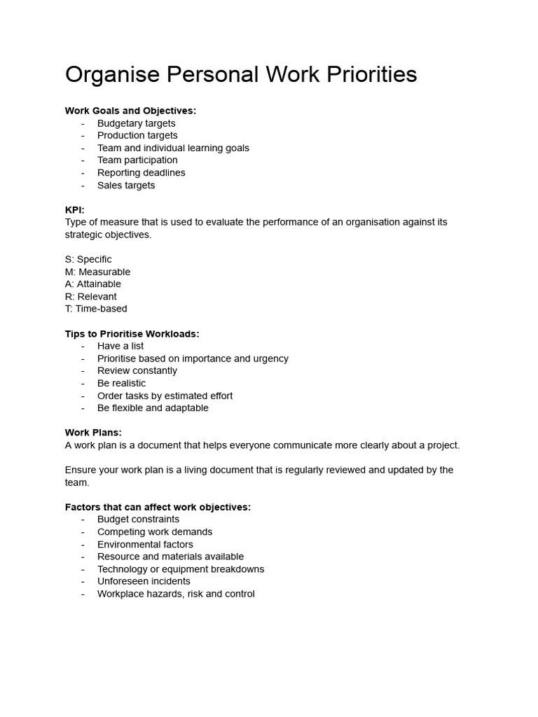 Organizing Personal Work Priorities Guide | PDF