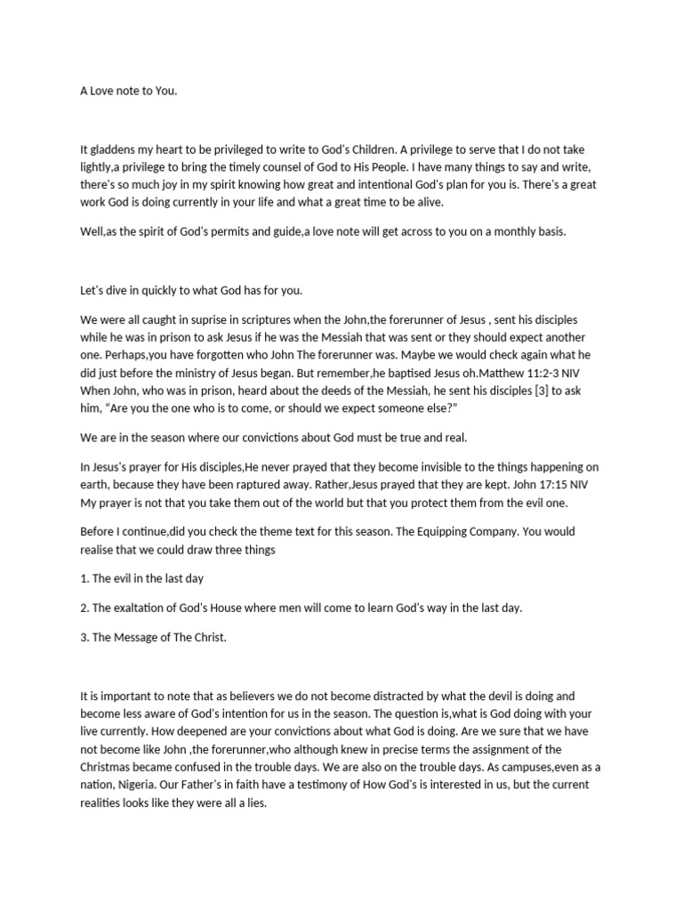 Monthly Love Note to God's Children | PDF | Jesus | Gospel Of Matthew