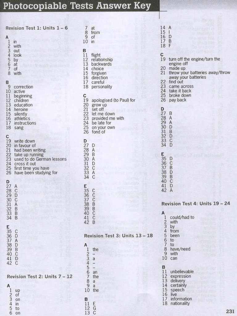 Destination B1 - Key Answers | PDF