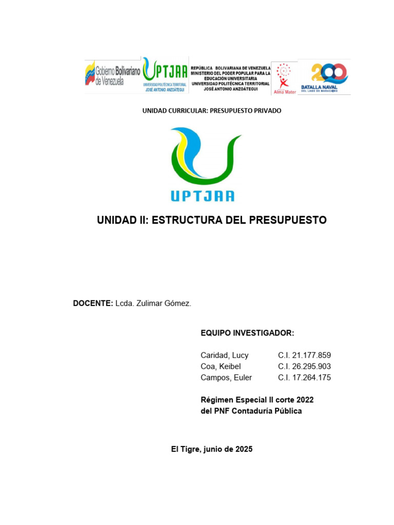 Unidad 2 Estructura Del Presupuesto | PDF | Presupuesto | Business