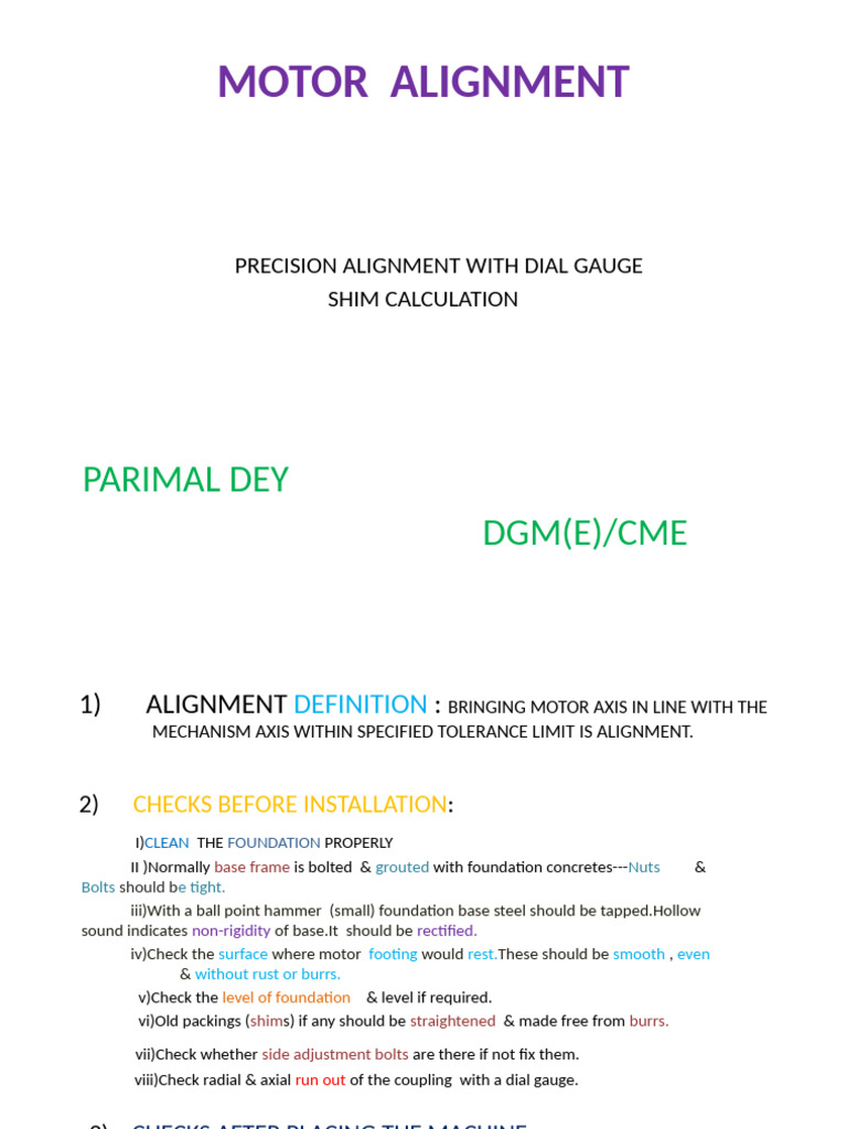 Motor Alignment - Parimal Dey | PDF | Bearing (Mechanical) | Tools