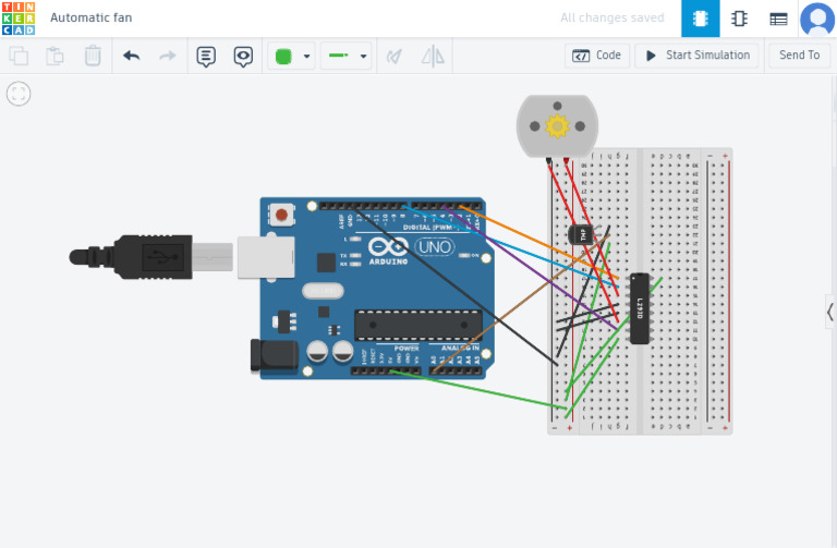 Circuit Design Copy of Automatic Fan - Tinkercad | PDF