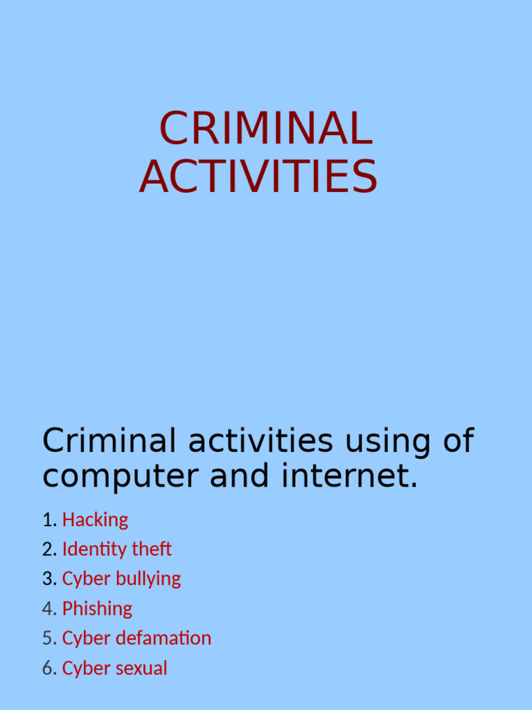 Criminal Activities | PDF