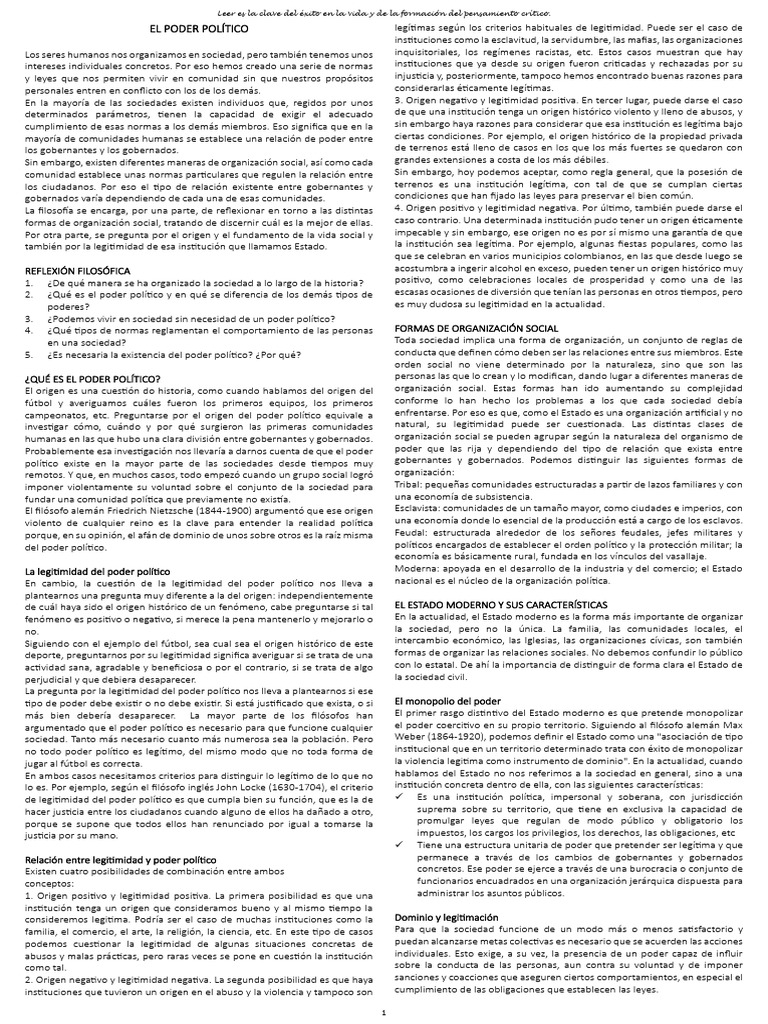 El Poder Político | PDF | Jean-Jacques Rousseau | Contrato social