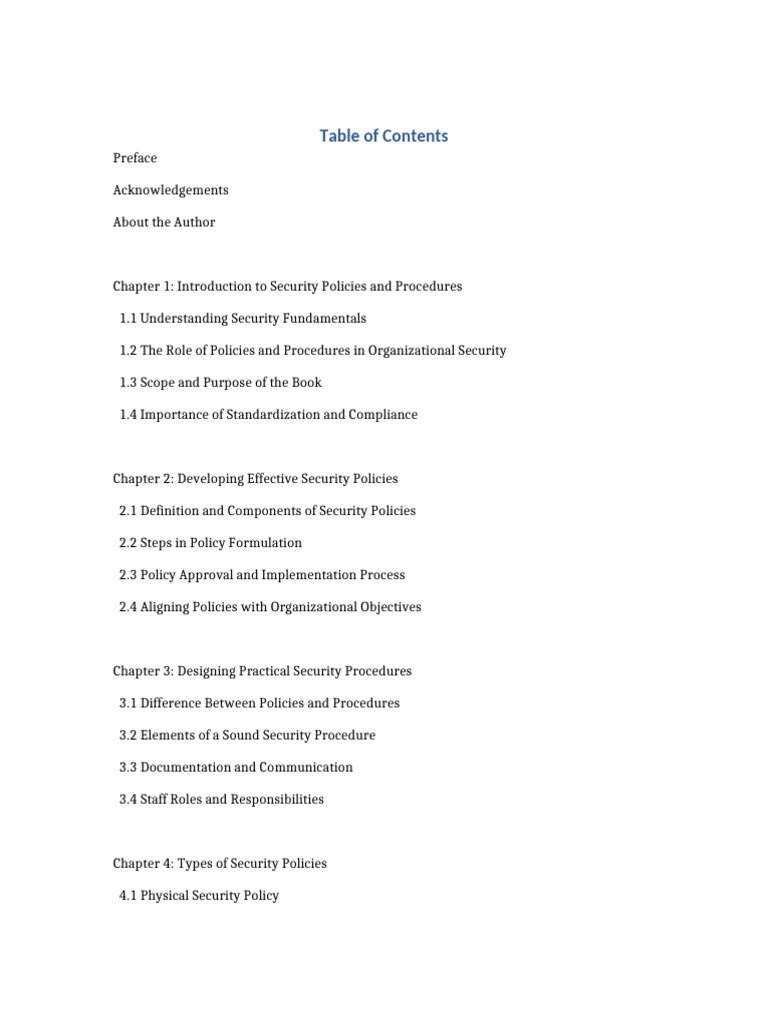Table of Contents Essential Security Policies | PDF