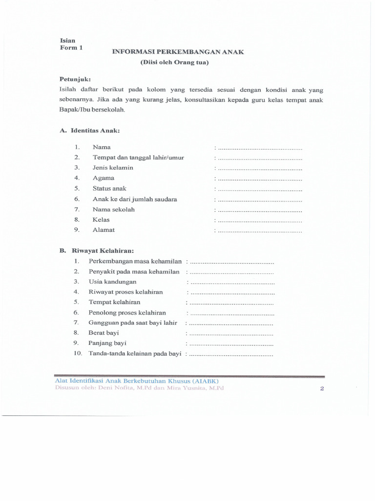 Formulir Calon Siswa SPMB Jalur Afirmasi ABK | PDF