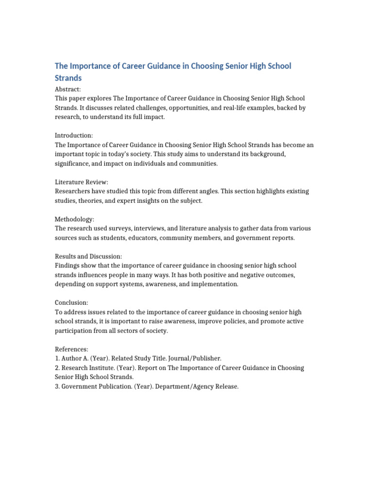 The Importance of Career Guidance in Choosing Senior High School ...