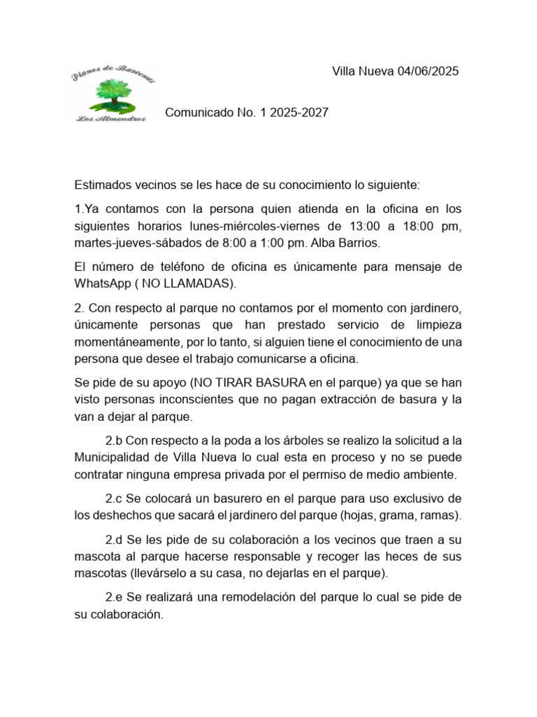 Comunicado 1 | PDF