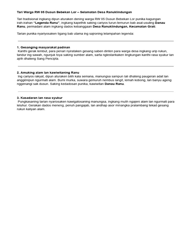 Narasi Tarian RW5 | PDF