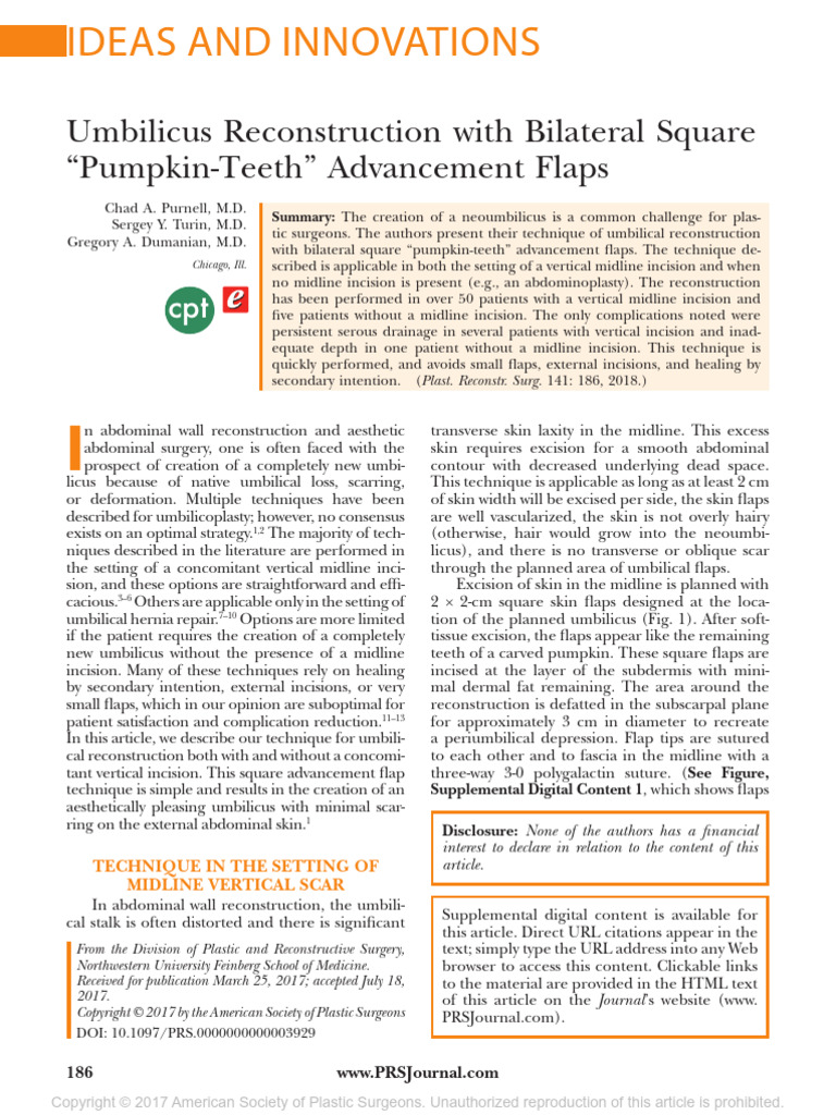 Umbilicus Reconstruction With Bilateral Square "Pumpkin-Teeth ...