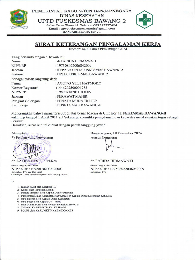 Surat Pengalaman Kerja Tkhi | PDF
