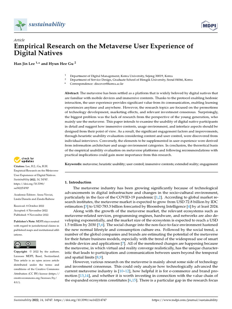 Empirical Research On The Metaverse User Experience of Digital Natives ...