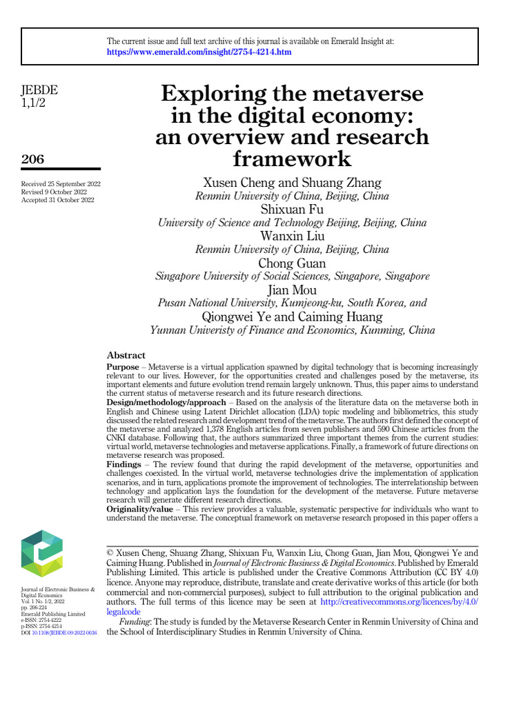 Metaverse Research Framework Overview | PDF | Virtual Reality ...
