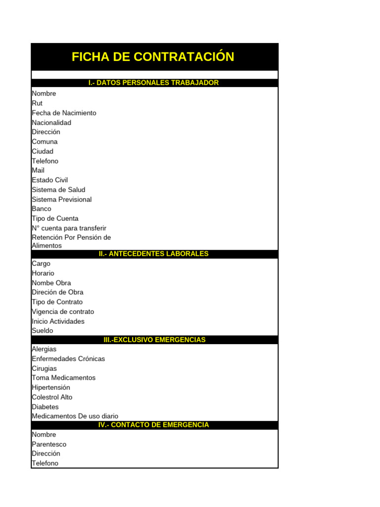 Formato Ficha de Contratación | PDF