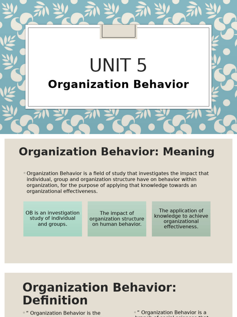Share Revised - MBP - UNIT 5 (Organization Behaviour) | PDF ...