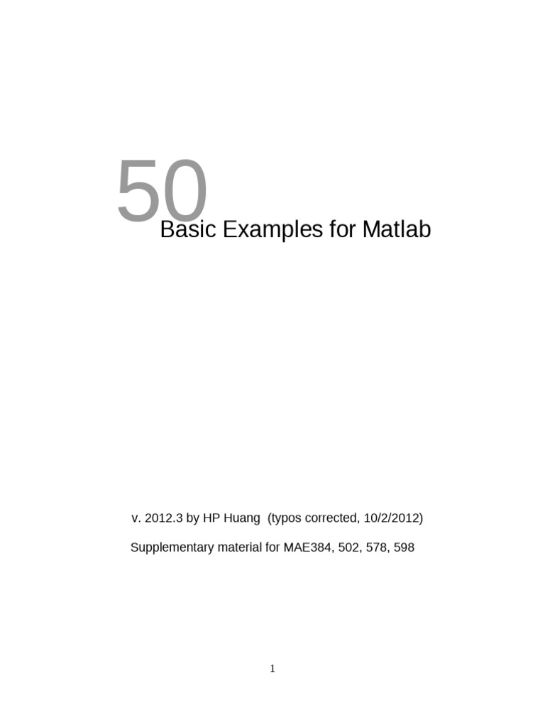 Basic Matlab Programming Examples | PDF | Matrix (Mathematics ...