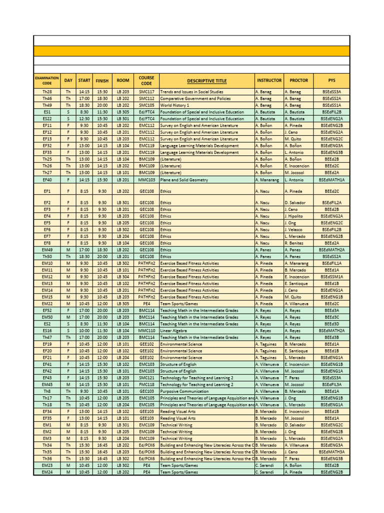 Midterm Examination Schedule | PDF
