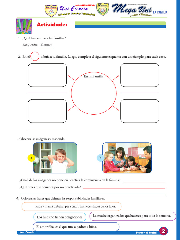 Ficha de Trabajo-La Familia-3ro-Prim | PDF