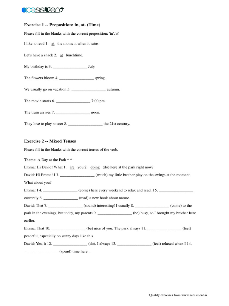 P2 Grammar Sample Exercise | PDF