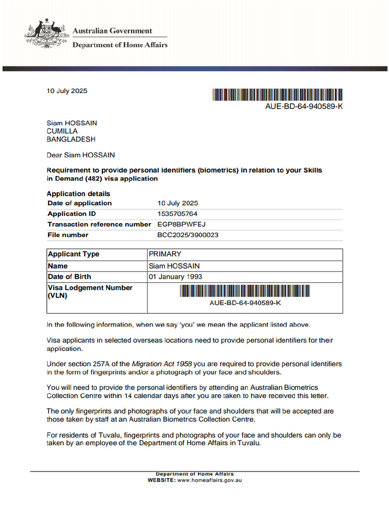 Australia Biometric Paper | PDF