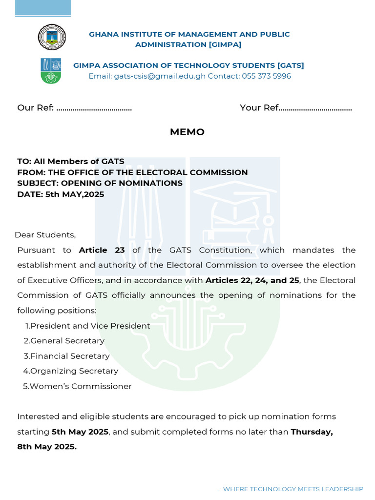 Gats Elections Announcement PDF | PDF