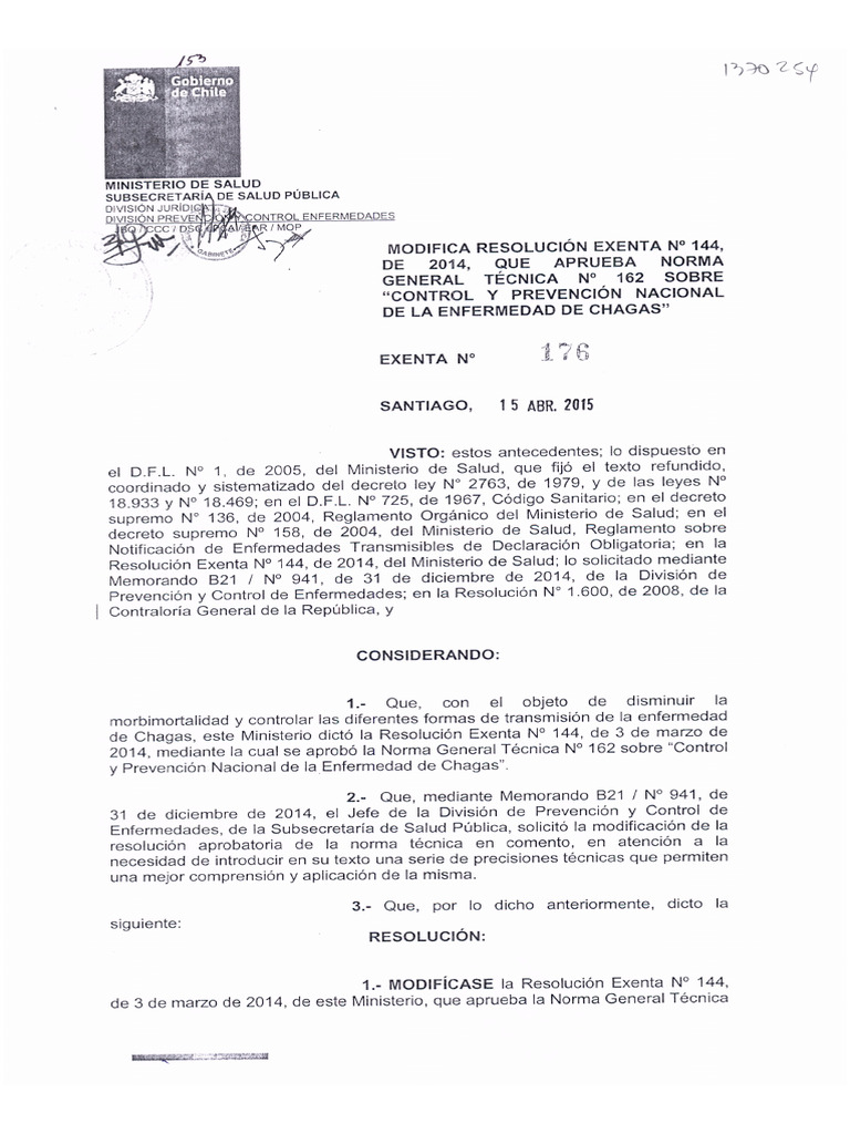 Res. Exenta Nº176 Chagas | PDF