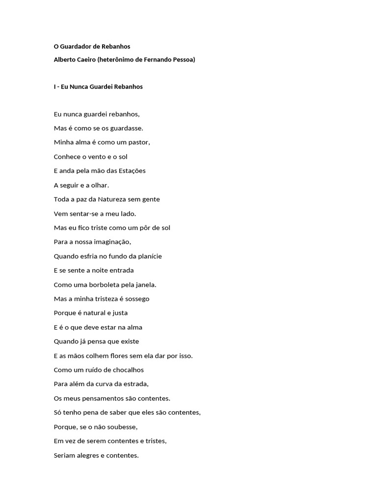 Reflexões do Guardador de Rebanhos | PDF