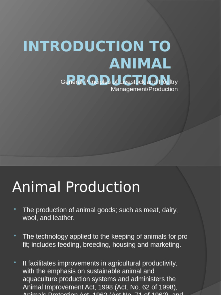 Introduction To Animal Production | PDF | Livestock | Poultry