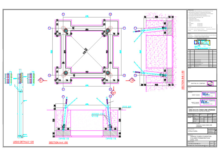 Tension Tower Foundation Drawing | PDF | Structural Engineering ...