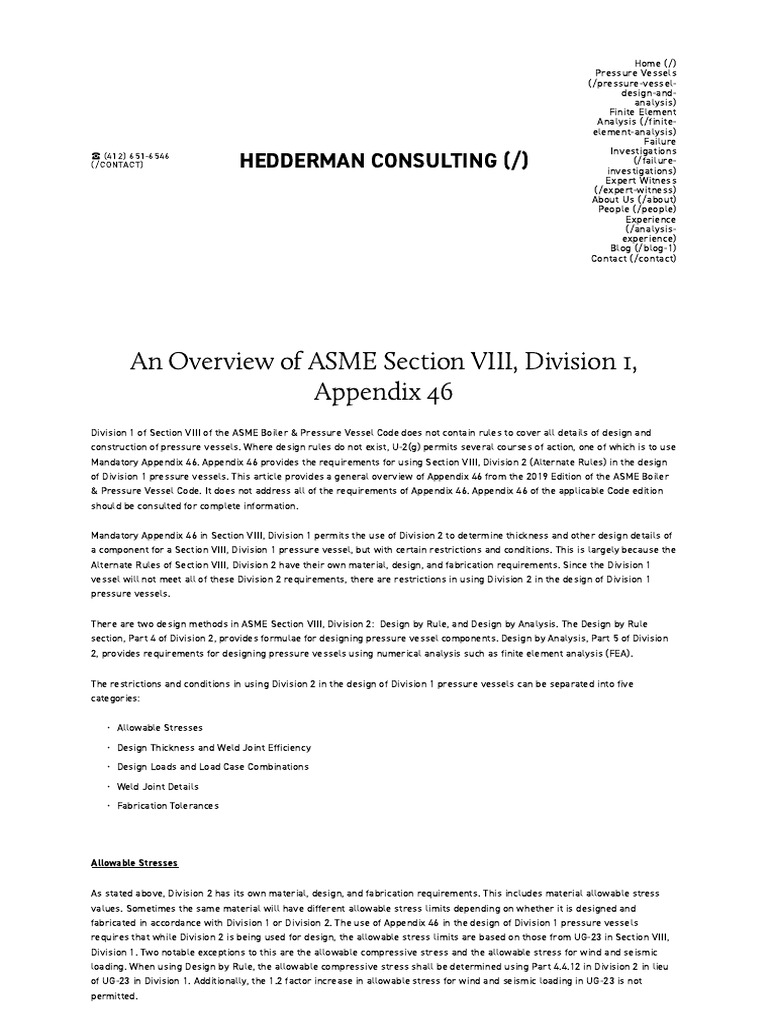 An Overview of ASME Section VIII, Division 1, Appendix 46 - Hedderman ...